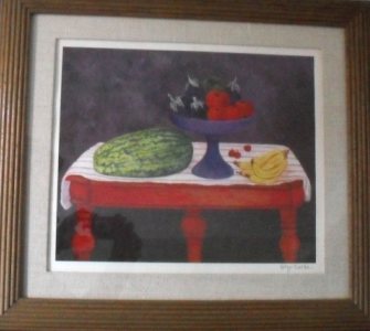 Olga Costa. Obra a la venta Reproduccion firmada "Delicias sobre la Mesa".